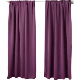 WOLTU - 2er Set Gardine blickdicht 250 g/m² mit Kräuselband violette 135x245 cm