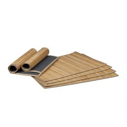 Tischset 6 teilig, Platzdeckchen, Bambus, rutschhemmende Unterseite, 30 x 45 cm, 6er Platzset, 6 Tischmatten, abwischbar, natur - Relaxdays