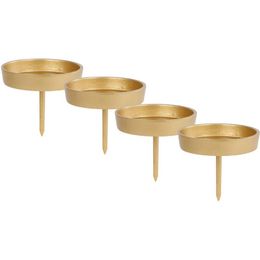 Spetebo Alu Kerzenpick für Stumpenkerzen 4er Set - 8 cm in gold - Metall Kerzenhalter für Kugelkerzen - Kerzen Stecker für Advents und Weihnachts Gesteck