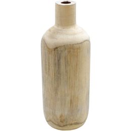 Spetebo Design Holz Blumen Vase groß - natur / 40 cm - Holzvase xl Flasche naturbelassen - Tischdeko Fensterdeko für Kunstpflanzen und Pampasgras