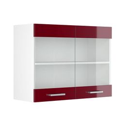 Küchenschrank Glas R-Line, Bordeaux Hochglanz, 80 cm VICCO