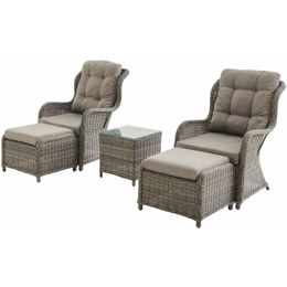 Sweeek - 2er Set Sesseln Polyrattan und Aluminium - Barletta Grau / Beige