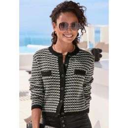 Lascana Damen Strickjacke, Schwarz, Gr. 32/34, Strickjacken, Material: Polyacryl