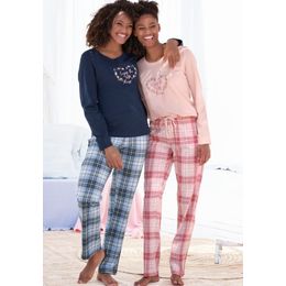 Damen Pyjama, Blau, Gr. 36/38, Vivance Dreams by Lascana, Pyjamas, 100% Baumwolle