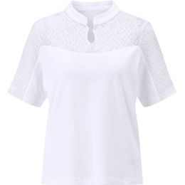 CR&Eacute;ATION L Damen Trachtenshirt mit H&auml;kelspitze wei&szlig; Gr&ouml;&szlig;e 54