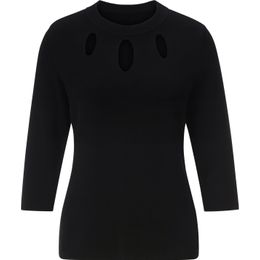 Damen 3/4 Arm-Pullover aus reiner Viskose schwarz, Gr&ouml;&szlig;e 44