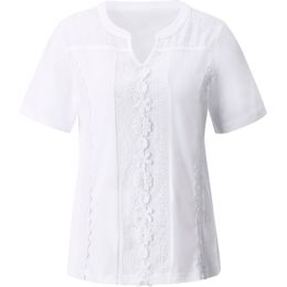 CR&Eacute;ATION L Damen Kurzarmshirt mit Lochstickerei wei&szlig; Gr&ouml;&szlig;e 48