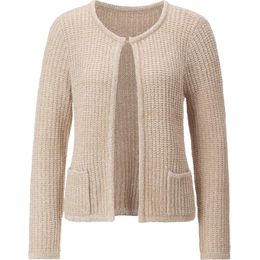 CR&Eacute;ATION L Damen Cardigan aus B&auml;ndchengarn beige-ecru Gr&ouml;&szlig;e 54