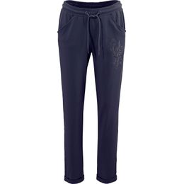 CR&Eacute;ATION L Damen Sweathose mit Bl&uuml;tenstickerei marine Gr&ouml;&szlig;e 21