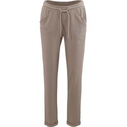 CR&Eacute;ATION L Damen Sweathose mit Bl&uuml;tenstickerei sesam Gr&ouml;&szlig;e 26