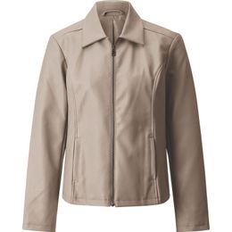 Damen Lederimitatjacke mit Rei&szlig;verschluss sesam, Gr&ouml;&szlig;e 46