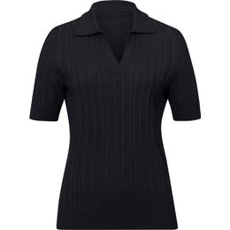 CR&Eacute;ATION L Damen Polopullover mit Ripp-Muster schwarz Gr&ouml;&szlig;e 54