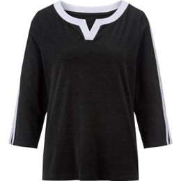CR&Eacute;ATION L Damen 3/4-Arm-Shirt mit kontrastfarbenen Details schwarz-wei&szlig; Gr&ouml;&szlig;e 56