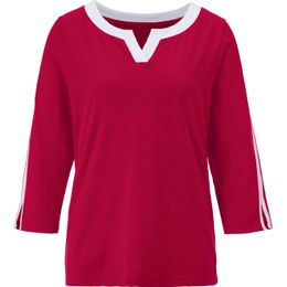 Damen 3/4-Arm-Shirt mit kontrastfarbenen Details rot-wei&szlig;, Gr&ouml;&szlig;e 38