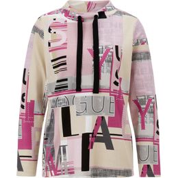 Damen Sweatshirt mit Folien-Print fuchsia-ecru-bedruckt, Gr&ouml;&szlig;e 54
