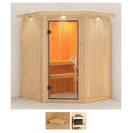 Karibu Sauna "Larin" Saunen ohne Ofen Gr. ohne Ofen, beige (naturbelassen)