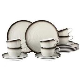 Kaffeeservice Seltmann Weiden "Geschirr-Set, 18 Teile, Terra Corso" Geschirr-Sets Gr. 18 tlg., weiß (weiß, anthrazit, beige, grau) ReliefCorso, Made in Germany