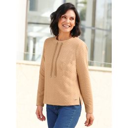 WITT Damen Sweatshirt mit Seitenschlitzen, camel, Gr&ouml;&szlig;e 38
