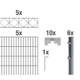 Alberts Doppelstabmattenzaun "Bergen" Zaunelemente anthrazit, Höhe: 100-160cm, Gesamtlänge: 10-20m, zum Einbetonieren Gr. H/L: 100cm x 10 m, Pfosten: 6 St., grau (anthrazit)