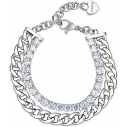 Brosway Kette mit Einhänger Double steel bracelet with zircons Desideri BEI071