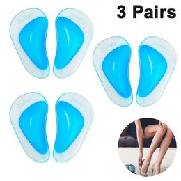 Gigicial Einlegesohlen Gel Einlegesohlen für das Fußgewölbe 3 Paar Plattfuß Korrektur Schuh, blau