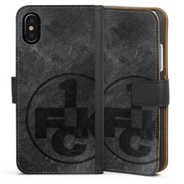 DeinDesign iPhone X Handy Klapph&uuml;lle Handyh&uuml;lle aus Kunst Leder schwarz Flip Case Concrete 1. Fc Kaiserslautern 1. Fck Sideflip mit langer Lasche