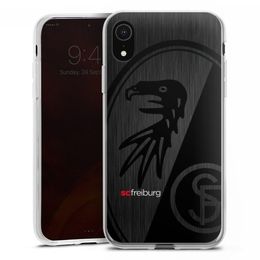 DeinDesign iPhone Xr Handy Silikon H&uuml;lle Case transparent Handyh&uuml;lle Sc Freiburg Metallic Look Official Licensed Product Silikon Case