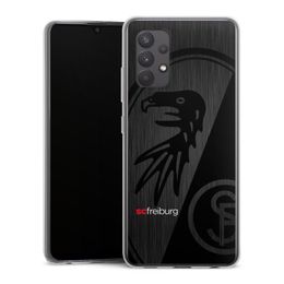 DeinDesign Galaxy A32 4G Handy Silikon H&uuml;lle Case transparent Handyh&uuml;lle Sc Freiburg Metallic Look Official Licensed Product Silikon Case