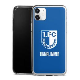 DeinDesign iPhone 11 Handy Slim Case Silikon Handyh&uuml;lle transparent H&uuml;lle extra d&uuml;nn 1. Fc Magdeburg Official Licensed Product Coat Of Arms Silikon Slim Case