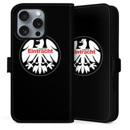 DeinDesign iPhone 16 Pro Max Handy Klapph&uuml;lle Handyh&uuml;lle aus Kunst Leder schwarz Flip Case Eintracht Frankfurt Sge Official Licensed Product Sideflip mit Lasche