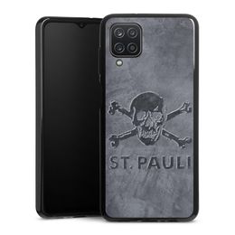 DeinDesign Galaxy A12 Handy Silikon H&uuml;lle Case schwarz Handyh&uuml;lle Concrete Logo Fc St. Pauli
