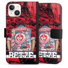 DeinDesign iPhone 14 Handy Klapph&uuml;lle Handyh&uuml;lle aus Kunst Leder schwarz Flip Case Official Licensed Product 1. Fc Kaiserslautern 1. Fck Sideflip mit Lasche