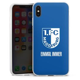 DeinDesign iPhone Xs Max Handy Silikon H&uuml;lle Case transparent Handyh&uuml;lle Coat Of Arms Official Licensed Product 1. Fc Magdeburg Silikon Case