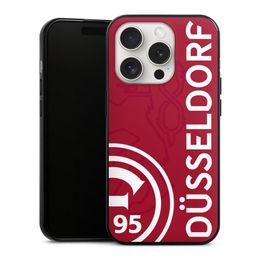 DeinDesign iPhone 15 Pro Handy Slim Case extra d&uuml;nn Silikon Handyh&uuml;lle schwarz H&uuml;lle Lettering F95 Fortuna D&uuml;sseldorf Silikon Slim Case