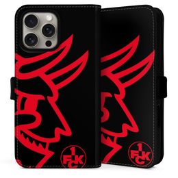 DeinDesign iPhone 16 Pro Handy Klapph&uuml;lle Handyh&uuml;lle aus Kunst Leder schwarz Flip Case 1. Fc Kaiserslautern Logo Official Licensed Product Sideflip mit Lasche