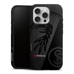 DeinDesign iPhone 16 Pro Handy Panzer Handyh&uuml;lle robuste Outdoor H&uuml;lle Schutzh&uuml;lle matt Sc Freiburg Metallic Look Official Licensed Product Tough Case