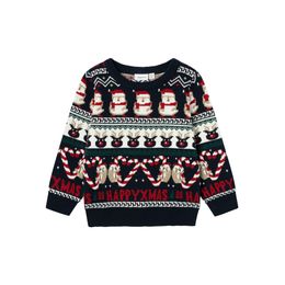 name it Weihnachtspullover NMNRILLE LS KNIT, blau, 92