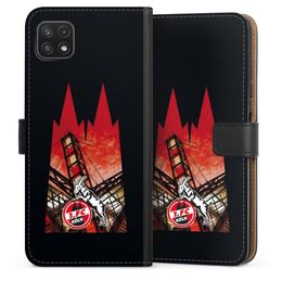 DeinDesign Galaxy A22 5G Handy Klapph&uuml;lle Handyh&uuml;lle aus Kunst Leder schwarz Flip Case 1. Fc K&ouml;ln Cologne Cathedral Official Licensed Product Sideflip mit langer
