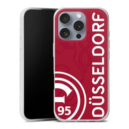 DeinDesign iPhone 16 Pro Handy Silikon H&uuml;lle Case wei&szlig; Handyh&uuml;lle Lettering F95 Fortuna D&uuml;sseldorf Silikon Case