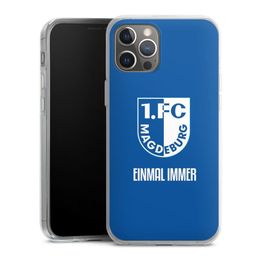 DeinDesign iPhone 12 Pro Max Handy Silikon H&uuml;lle Case transparent Handyh&uuml;lle 1. Fc Magdeburg Official Licensed Product Coat Of Arms Silikon Case