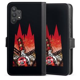 DeinDesign Galaxy A32 4G Handy Klapph&uuml;lle Handyh&uuml;lle aus Kunst Leder schwarz Flip Case 1. Fc K&ouml;ln Cologne Cathedral Official Licensed Product Sideflip mit Lasche