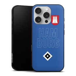 DeinDesign iPhone 16 Pro Handy Slim Case extra d&uuml;nn Silikon Handyh&uuml;lle schwarz H&uuml;lle Official Licensed Product Hamburg Hamburger Sv Silikon Slim Case