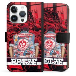 DeinDesign iPhone 14 Pro Handy Klapph&uuml;lle Handyh&uuml;lle aus Kunst Leder schwarz Flip Case Official Licensed Product 1. Fc Kaiserslautern 1. Fck Sideflip mit langer 