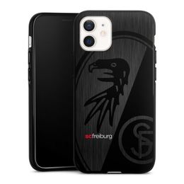 DeinDesign iPhone 12 Handy Silikon H&uuml;lle Case schwarz Handyh&uuml;lle Sc Freiburg Official Licensed Product Metallic Look