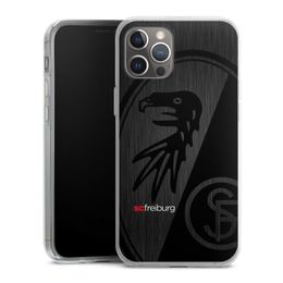 DeinDesign iPhone 12 Pro Max Handy Silikon H&uuml;lle Case transparent Handyh&uuml;lle Sc Freiburg Official Licensed Product Metallic Look Silikon Case