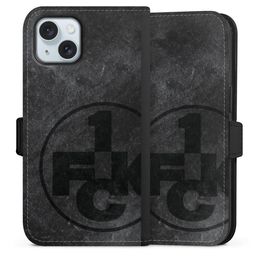DeinDesign iPhone 15 Handy Klapph&uuml;lle Handyh&uuml;lle aus Kunst Leder schwarz Flip Case Concrete 1. Fc Kaiserslautern 1. Fck Sideflip mit Lasche