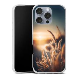 DeinDesign iPhone 16 Pro Handy Silikon H&uuml;lle Case wei&szlig; Handyh&uuml;lle Sun Pampasgras Nature Silikon Case