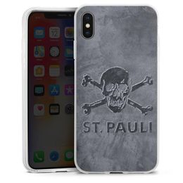 DeinDesign iPhone Xs Max Handy Silikon H&uuml;lle Case transparent Handyh&uuml;lle Logo Fc St. Pauli Concrete Silikon Case