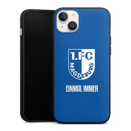DeinDesign iPhone 14 Handy Premium Silikon H&uuml;lle Handyh&uuml;lle schwarz Case Coat Of Arms Official Licensed Product 1. Fc Magdeburg Silikon Premium Case