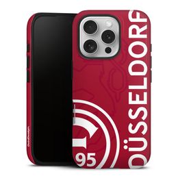 DeinDesign iPhone 16 Pro Handy Panzer Handyh&uuml;lle robuste Outdoor H&uuml;lle Schutzh&uuml;lle gl&auml;nzend Lettering F95 Fortuna D&uuml;sseldorf Tough Case